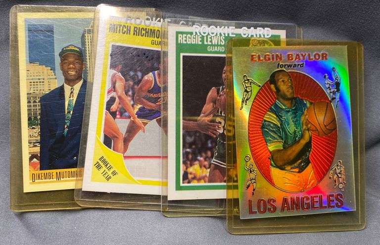 (4) Basketball cards including Dikembe Mutombo, Mitch Richmond rookie ...