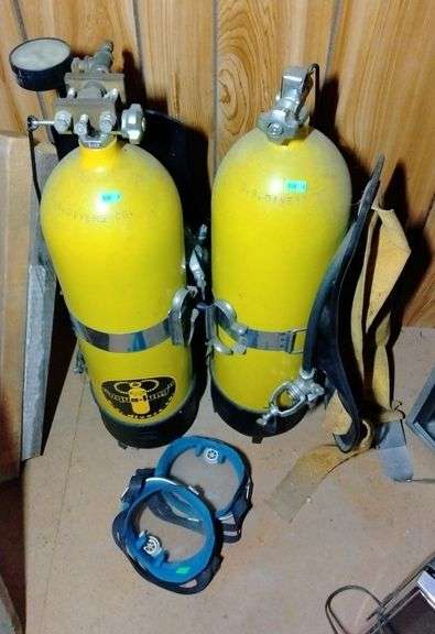 2 - Aqua lung scuba diving tanks and mask - Metzger Property Services, LLC