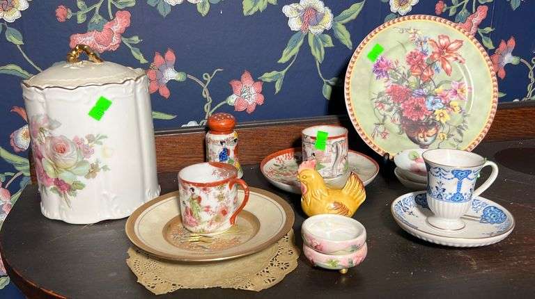 Winrose Collection Biscuit Jar 6.25” • Art of Chokin Saucer 6” • (2) MZ ...