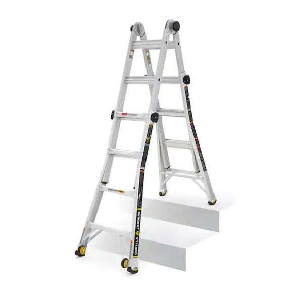 Gorilla Ladders 18 ft. Reach MPXW Aluminum Multi-Position Ladder with ...