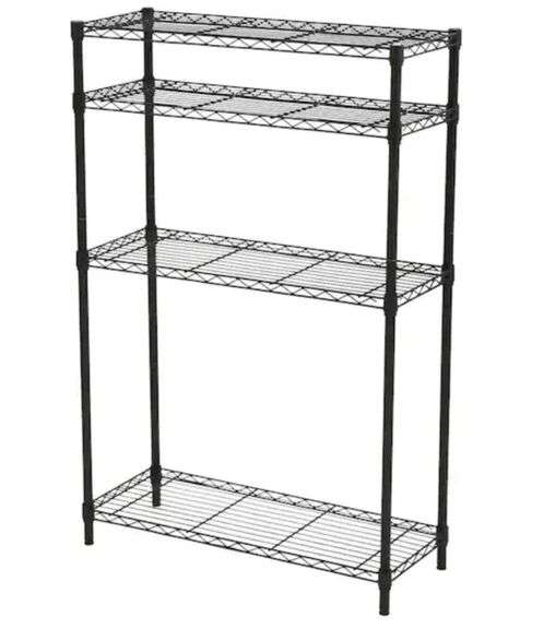 HDX 4-Tier Steel Wire Shelving Unit in Black (36 in. W x 54 in. H x 14 ...