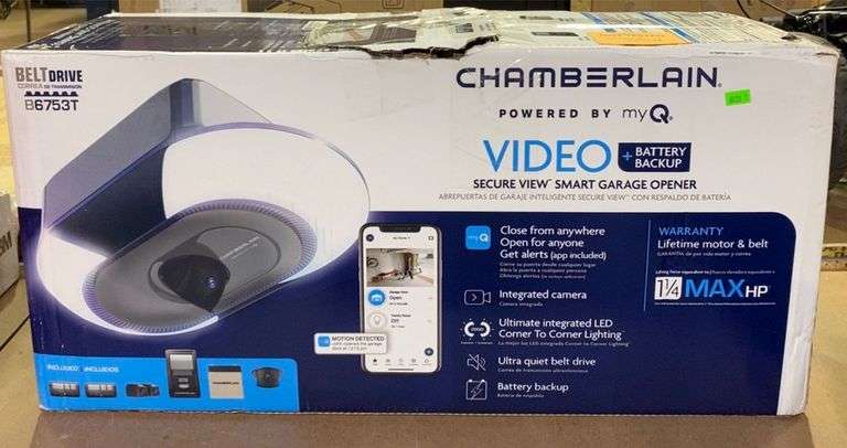Chamberlain B6753T Smart Garage Door Opener, Video Streaming & Advanced Corner LED Lighting-myQ ...