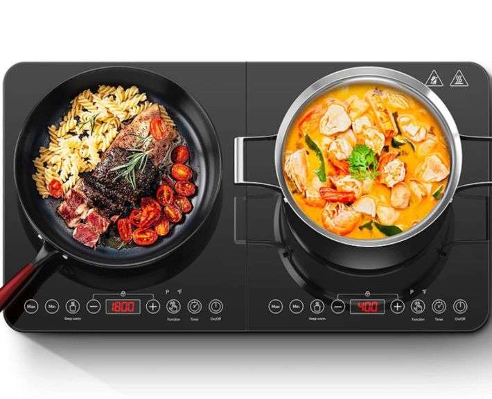 Aobosi Double Induction Cooktop,Portable Induction Cooker with 2 Burner ...