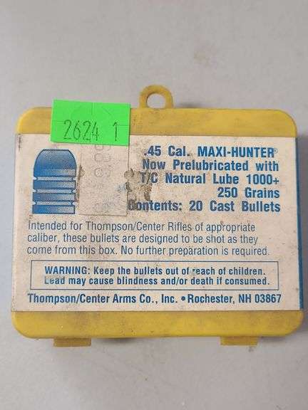 Thompson/Center Maxi-Ball .45 Caliber Unlubricated Cast Bullets, 20 ...