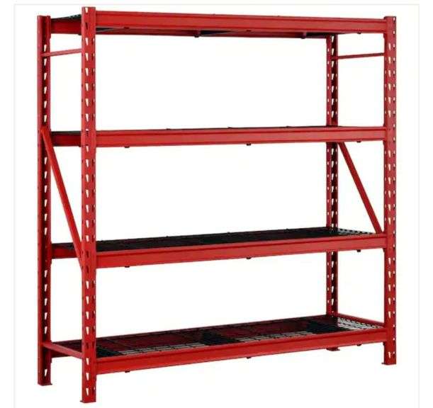 Husky 4-Tier Heavy Duty Industrial Welded Steel Garage Storage Shelving ...