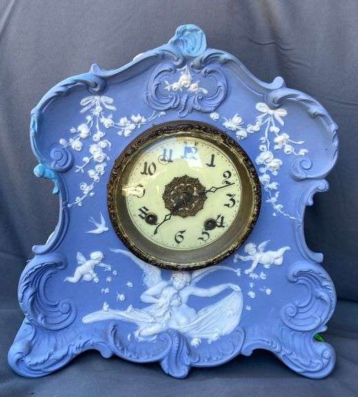 Porcelain mantel clock 11”x 10.5” - Metzger Property Services LLC