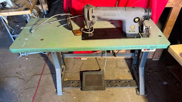 Singer model 251-2 commercial sewing machine on table with foot control ...