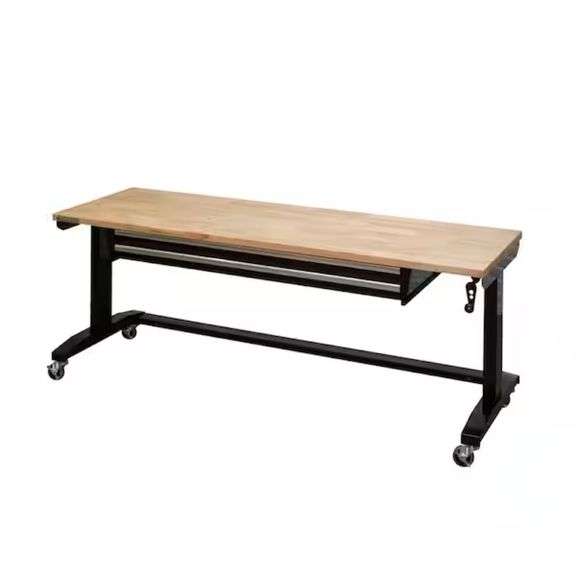 Husky 72 in. Adjustable Height Workbench Table with 2-Drawers in Black ...