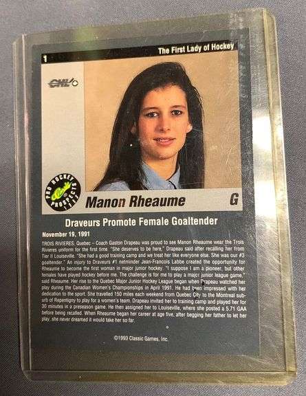 1993 Classic Manon Rheaume Hockey Card - Metzger Property Services LLC