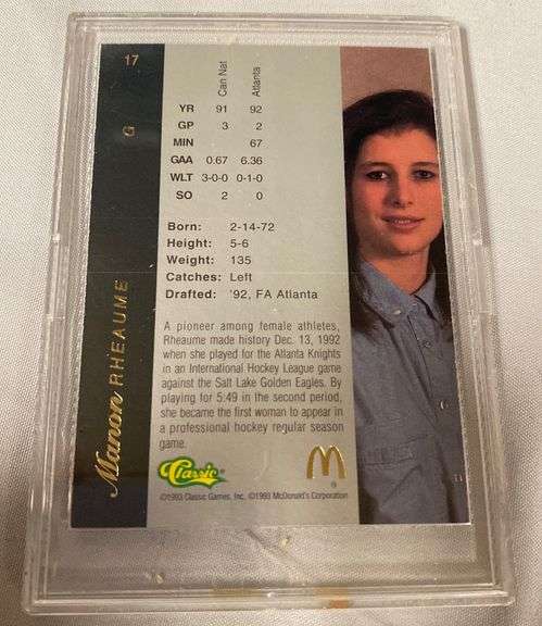 1993 Classic Manon Rheaume Hockey card - Metzger Property Services LLC