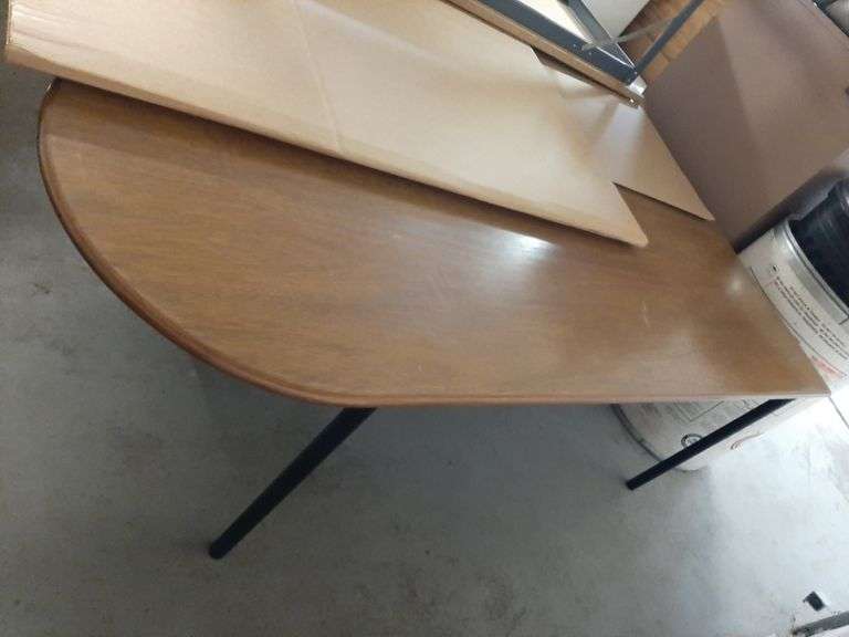 Particle board top table- 72x30x34. Shows wear and tear. Table with ...