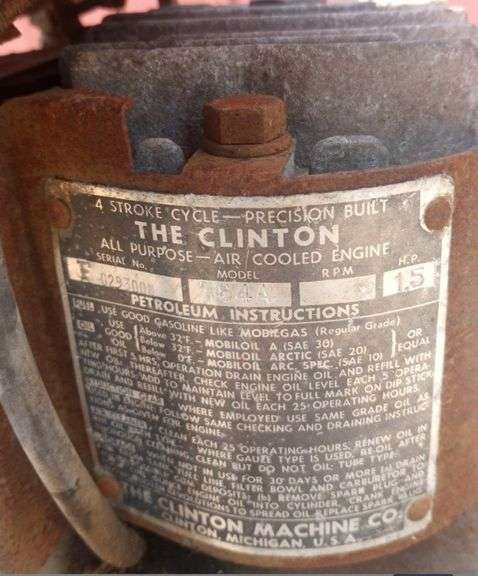 PICK UP IN WARSAW, IN - The Clinton Machine Company Model B Walk Behind ...