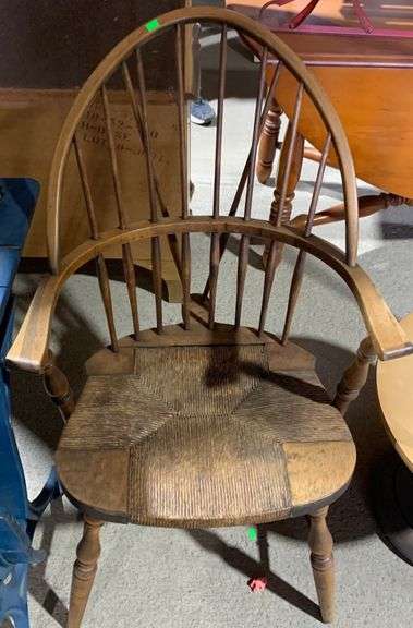 Wood rocking chair with woven bottom 38" tall, 19" seat - Metzger ...