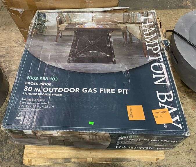 Hampton Bay Crossridge 30” 50,000 BTU Antique Bronze Gas Fire Pit ...