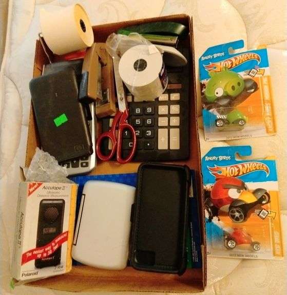Hot Wheels, calculators, staplers, phone cover, scissors, miscellaneous ...