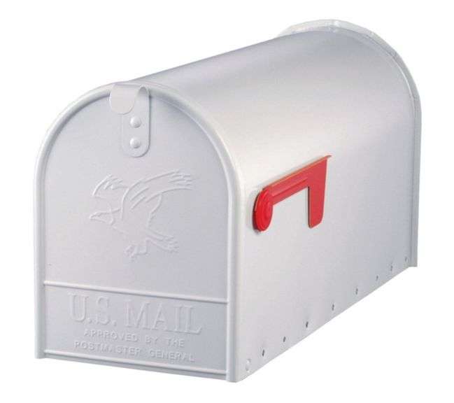 Architectural Mailboxes Large Galvanized Steel Post Mount White Mailbox ...