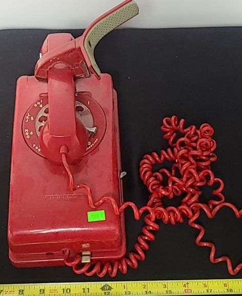 Red Rotary Phone, 9.5" H x 5"L x 3.5"W - Metzger Property Services, LLC