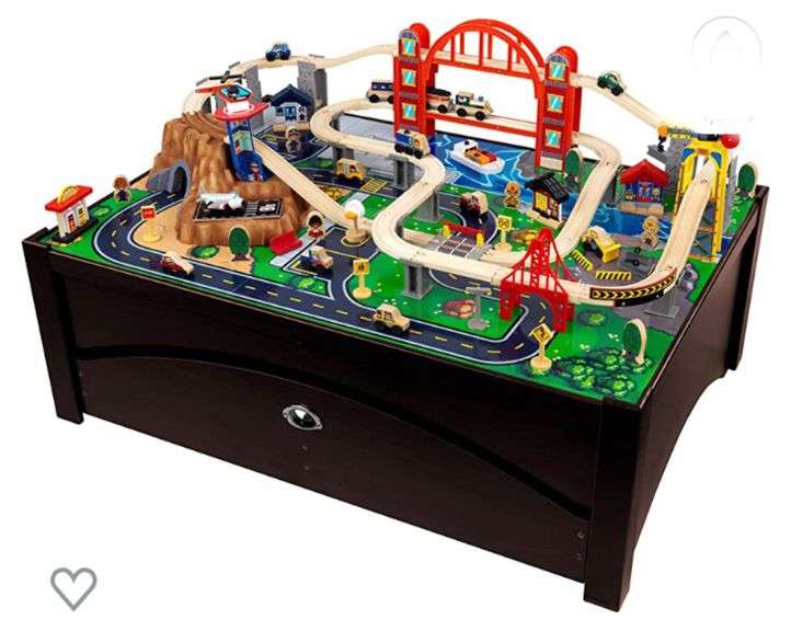KidKraft Metropolis Wooden Train Set & Table with 100 Pieces and ...