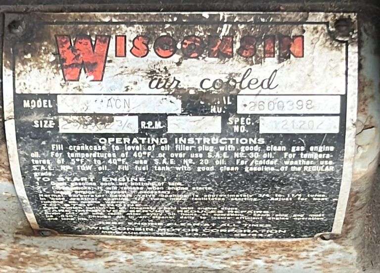 Vintage Walk Behind mower - high wheel with Wisconsin model ACN engine ...