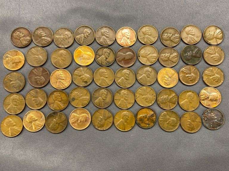50 Wheat Pennies; 1949, 1948, 1918, 1939, 1940 - Metzger Property ...