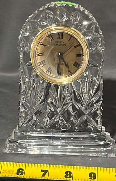 illusions hand blown crystal clock tower 7" with plastic battery ...