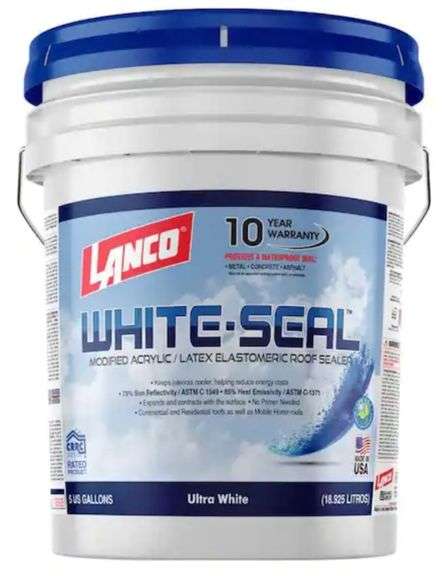 Lanco White-Seal 5 Gal. Acrylic Elastomeric White Reflective Roof ...