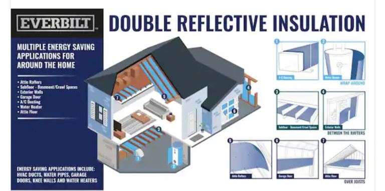 Everbilt 48 in. x 125 ft. Double Reflective Insulation Radiant Barrier ...
