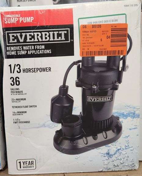 Everbilt 1/3 HP Submersible Aluminum Sump Pump with Tethered Switch - Metzger Property Services LLC