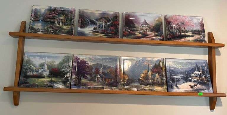 Thomas Kinkade square collector plates and shelf, 41x16" - Metzger ...