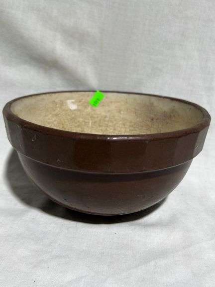 Redware pottery bowl with crazing 8" - Metzger Property Services LLC