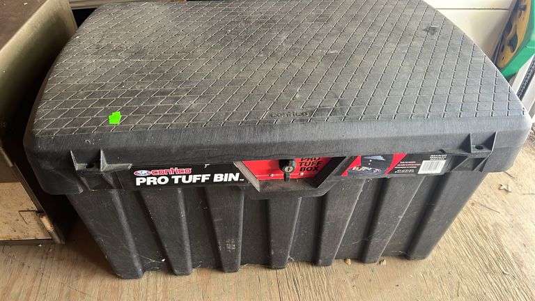 Contico Pro Tuff Bin 22”x36”x20” and contents inc. tools, hammers ...