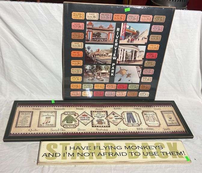 Riverview Park Postcards • Ride & Food Tickets 18.25”x18.25” • Flying ...