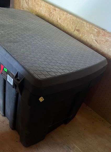 Contico Pro Tuff Bin 22”x36”x20”and contents inc. tools, sledge hammer ...