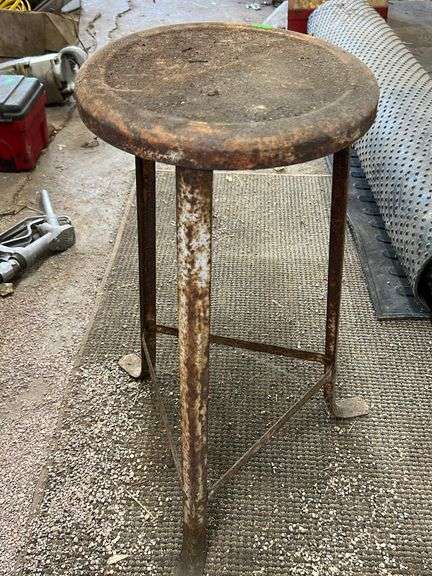 Metal Three Leg Stool 11.25”x24” - Metzger Property Services LLC