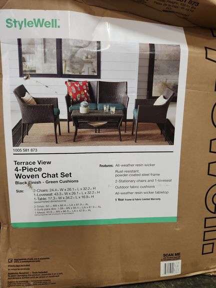 StyleWell Terrace View 4-Piece Wicker Patio Conversation Seating Set ...