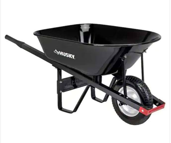Husky 6 cu. ft. Steel Wheelbarrow with Flat Free Tire - Metzger ...