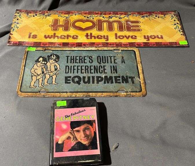 (2) metal signs, Gene Pitney 8 track - Metzger Property Services LLC