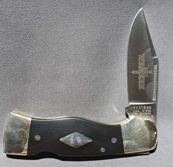 Western locking blade pocket knife with sheath 4.25" - Metzger Property ...