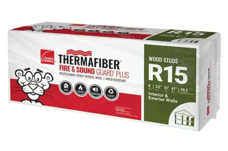 Owens Corning 15 in. x 47 in. R15 Thermafiber Fire and Sound Guard Plus ...