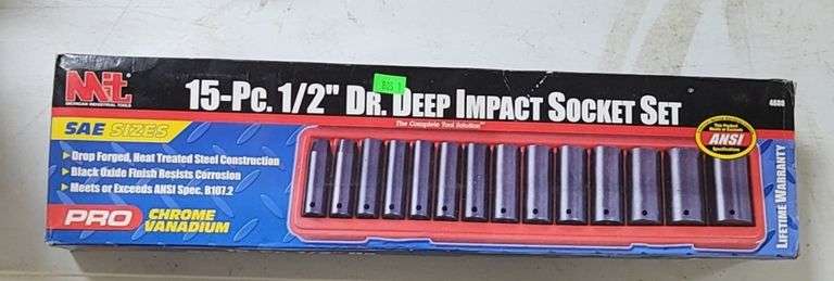 Michigan Industrial Tools 15 Piece 1/2" Dr. Deep Impact Socket Set, SAE ...