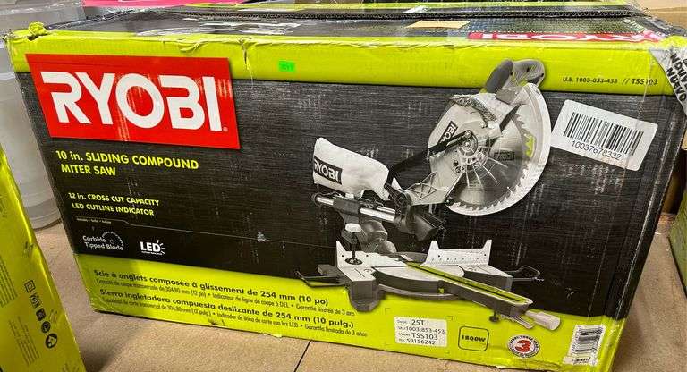 RYOBI 15 Amp 10 in. Corded Sliding Compound Miter Saw with LED Cutline Indicator - Metzger ...
