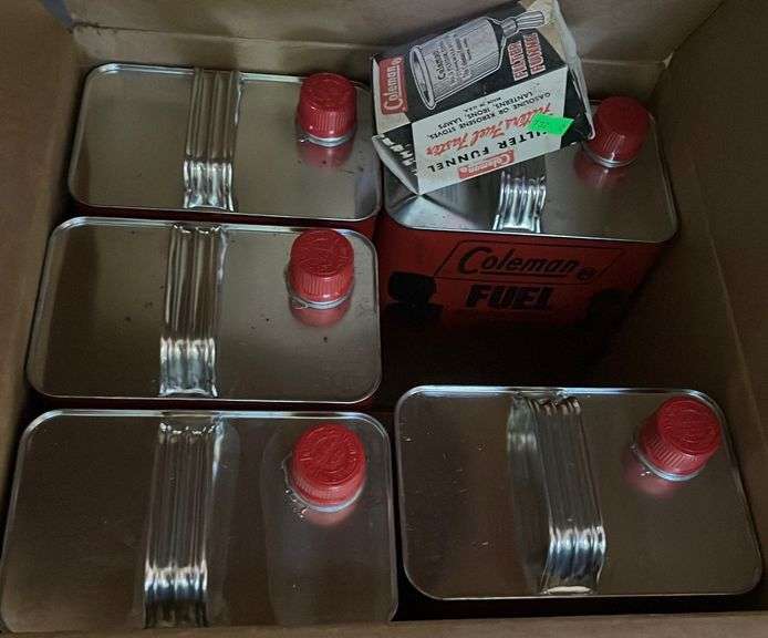 Coleman fuel 5 one gallon jugs and funnel - Metzger Property Services LLC