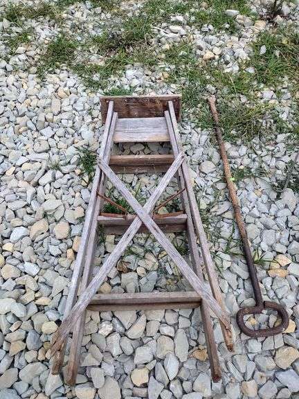 Egg decor, small step ladder, metal tool - Metzger Property Services LLC