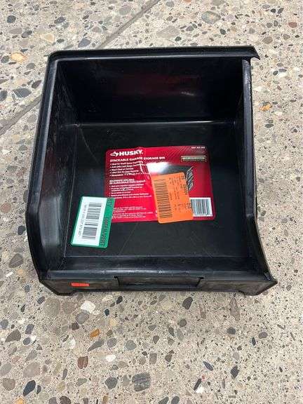 Husky Stackable Garage Storage Bin-cracked side (5 in. H x 11 in. W x ...