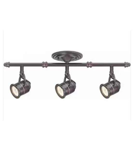 Hampton Bay 3-Light Antique Bronze Ceiling Bar Track Lighting Fixture ...
