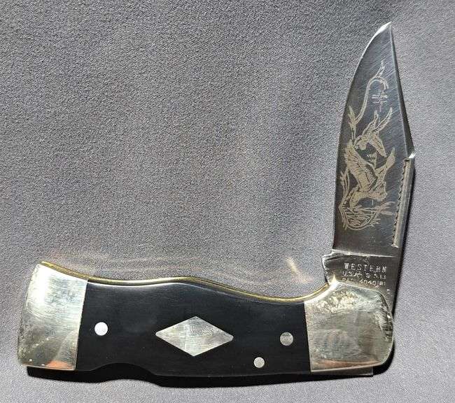 Western locking blade pocket knife with sheath 4.25" - Metzger Property ...