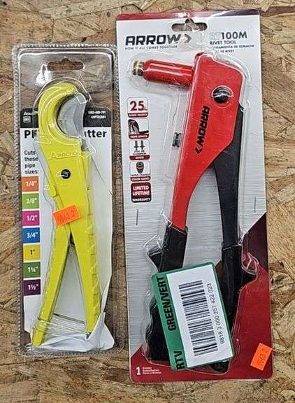 An Arrow RT100M Rivet Tool and a Apollo 1/2 in. to 1 in. Pipe Cutter ...