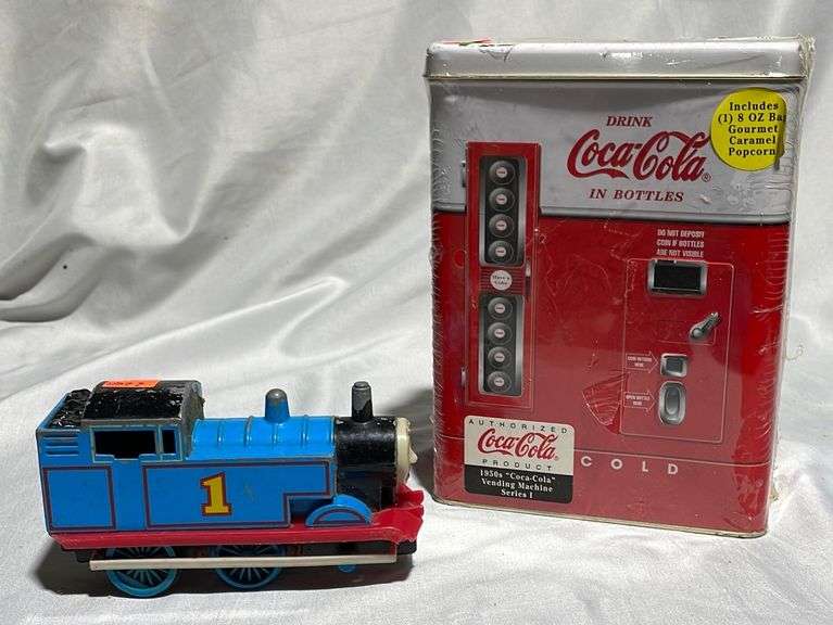Drink Coca-Cola metal vending machine tin, Ertl Thomas the train toy ...