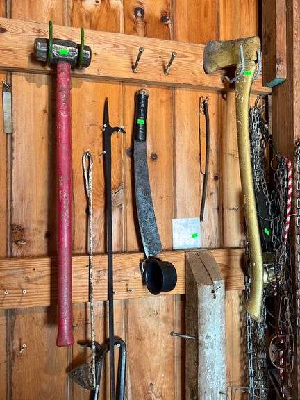 Chains, Sledge, axe, poker, Crow bars contents as shown in pictures ...