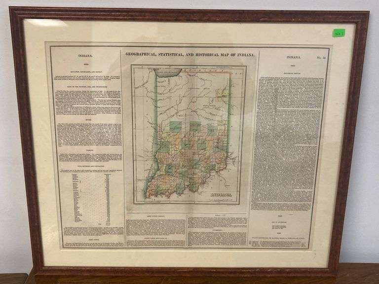 1822 Geographical, Statistical and Historical Map of Indiana 21-3/4”x25 ...